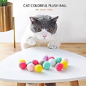 Joseph Jonas Premium Cat Toy, 35pcs Upgrade Cat Pom Pom Balls with a Satchel of Catnip, Lightweight Small Pom Poms Cat Toy Balls, Soft Interactive Kitten Plush Toys for Indoor Cats