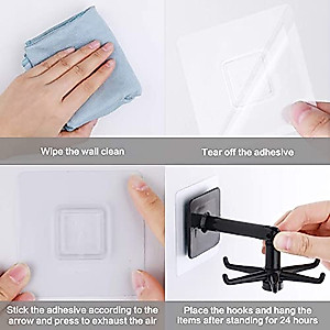 360° Rotating Folding Hook Multi-Purpose,180 Degrees Vertical Flip Hook No Drilling Self Adhesive Flip Waterproof Hooks, Space Saving Easy to Install, Suitable for Home Bathroom Kitchen Office, Black