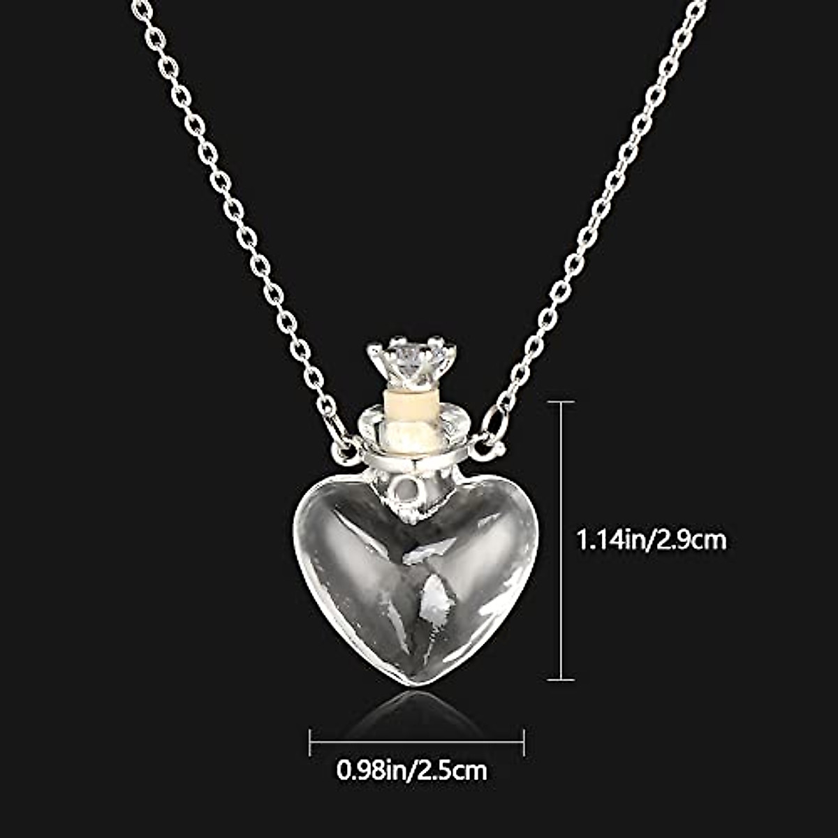 1PC Clear Heart Vial Perfume Bottle Necklaces Stainless Steel Chain Make a Wish blood vial necklace Women Jewelry