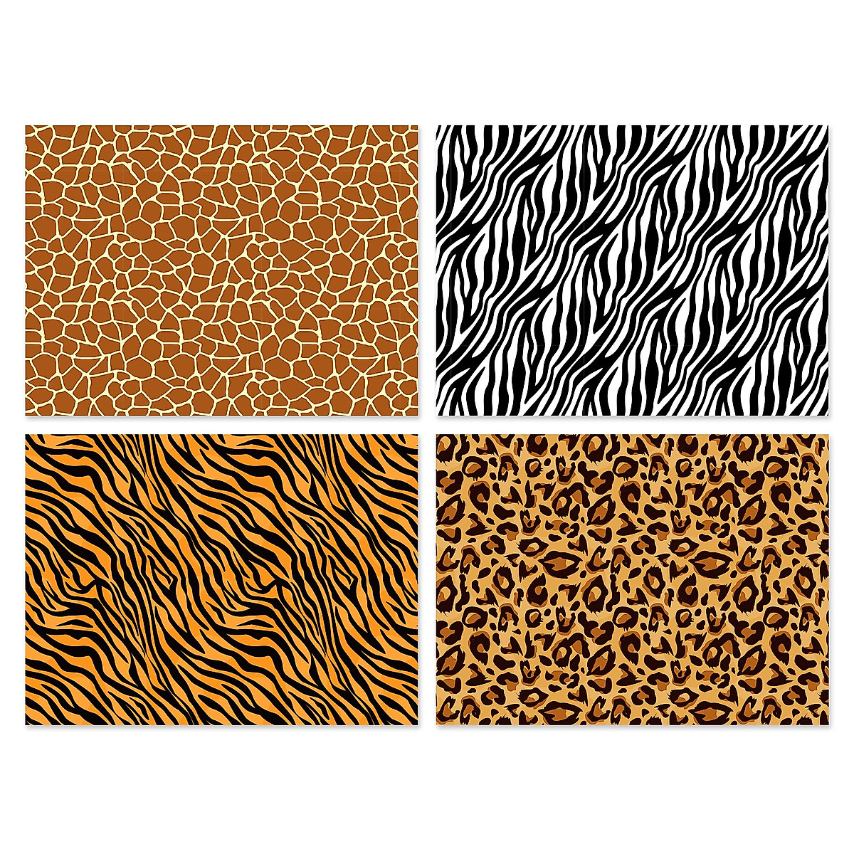 Jungle Safari Animal Print Wrapping Paper Set, 8 Sheets Leopard Animal Print Gift Wrapping Paper 4 Design Jungle Zoo Animal Print Party Supplies for Safari Zoo Birthday Party Supplies 20'' x 27''