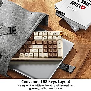 ROYALAXE R100 Wireless Mechanical Keyboard, Upgraded TTC Gold Pink Switches, Hot Swappable Wired/Bluetooth 5.0/2.4G Wireless Keyboard with RGB Light for Windows & Mac, PBT Keycaps, Lava Brown