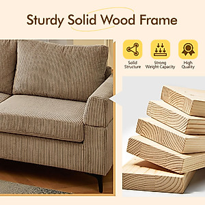 96" L Shaped Sectional Sofa Couches for Living Room,Corduroy Modern Modular Sofa Couch with Reversible Chaise,Comfy 3 Seater Convertible Reversible Sofa for Home Office Apartment Bedroom (Camel)