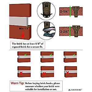 Brick Hook Clips (18 Pack) Outdoor Brick Hangers Wall Clips for Hanging - Mounting to Brick Without Drilling, Heavy Duty Metal Hangers for Outside Home Decor, Fits 2-1/4 to 2-2/5 Inch