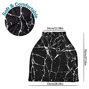Nursing Cover Breastfeeding Scarf Abstract Black Marble Stone Baby Car Seat Covers Soft Breathable Infant Carseat Canopy Stroller Cover for Boys Girls
