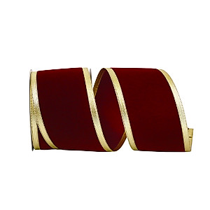 Reliant Ribbon Velvet Dynasty Wired Edge Ribbon, 4 Inch X 20 Yards, Burgundy