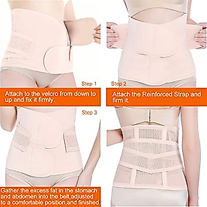 Postpartum Belly Band,C Section Belly Binder Wrap,Abdominal Binder Post Surgery Girdle,Tummy Tuck Postpartum Essentials Waist Trainer Nude