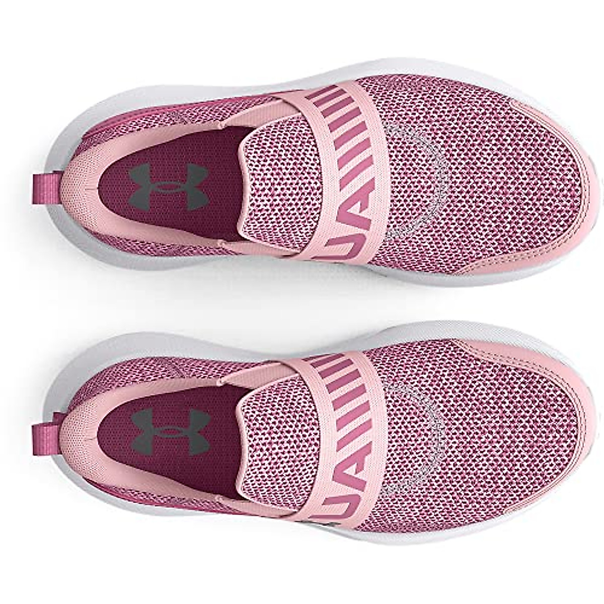 Under Armour Girl's Little Kid Pre School Surge 2 Slip On, (600) Prime Pink/Flamingo/Metallic Silver, 2