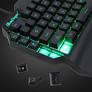One Hand RGB Gaming Keyboard and Backlit Mouse and Gaming Headset with Microphone,USB Wired Rainbow Single Hand Mechanical Feeling Keyboard with Wrist Rest Support, Gaming Keyboard Set for Game