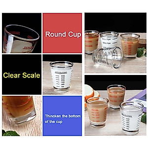 Shot Glasses Measuring cup Espresso Shot Glass Liquid Heavy Glass Wine Glass 2 Pack 26-Incremental Measurement 1oz, 6 Tsp, 2 Tbs, 30ml by TIYOORTA (2 pack red)