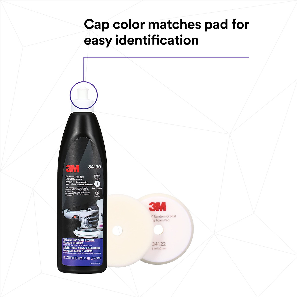3M Perfect-It Random Orbital Compound, 34130, 1 Pint, Fast Cutting Compound for Automotive Buffing & Polishing