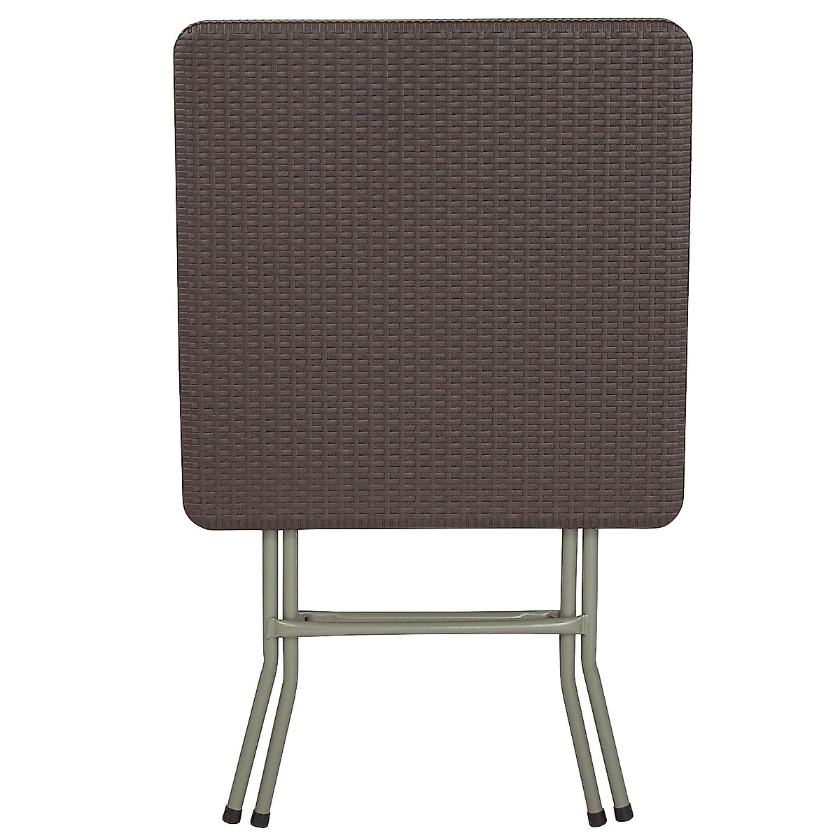 Flash Furniture Linburgh 1.95-Foot Square Brown Rattan Plastic Folding Table