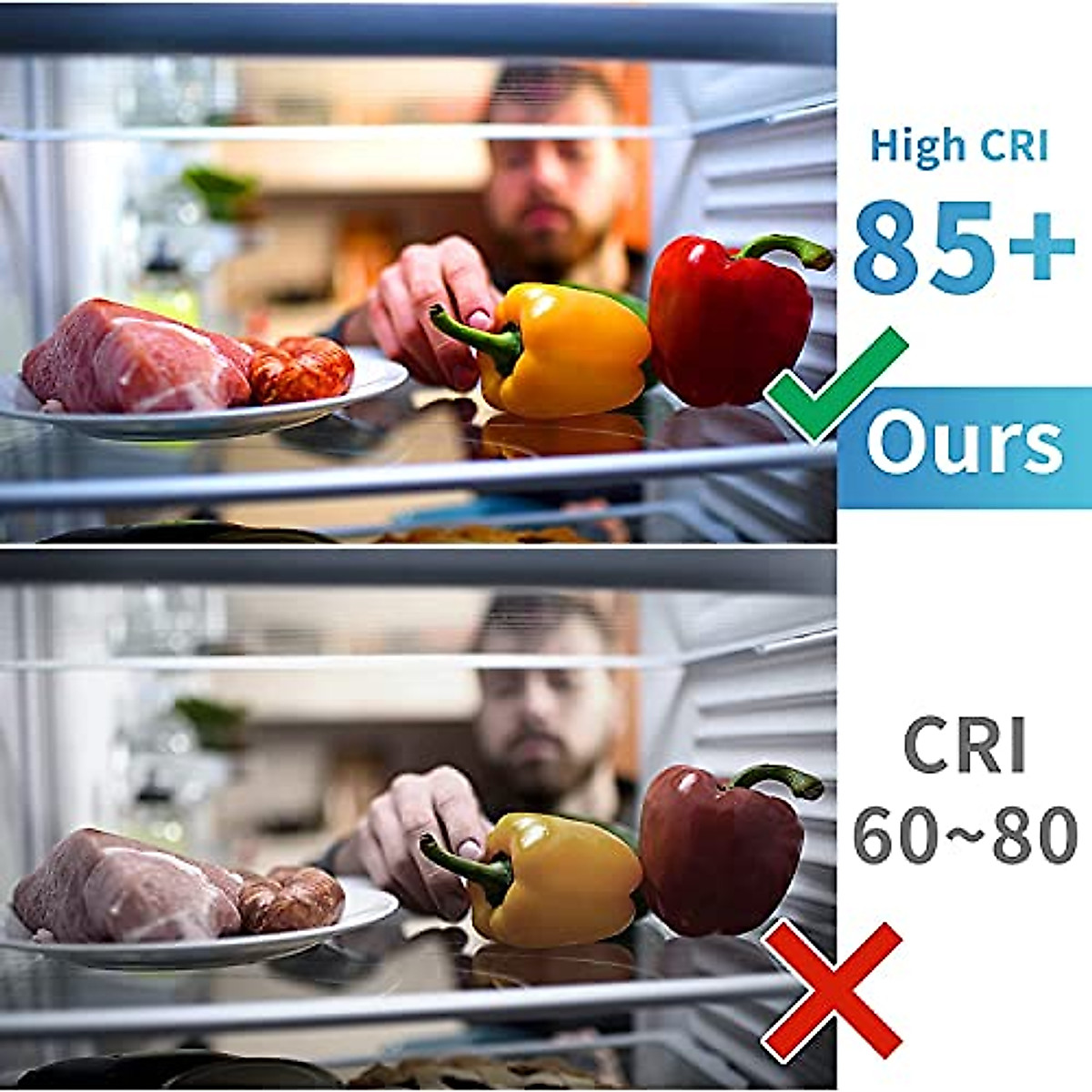 KINDEEP 7W Refrigerator Light Bulb, A15 LED Bulb, 60 Watt Equivalent, Daylight White 5000K, 700LM, Waterproof Appliance Fridge Light Bulb, Ceiling Fan, Non-Dimmable, E26 Medium Base, 2 Pack