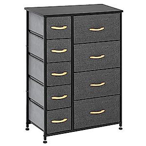 VredHom Fabric Dresser Storage Organizer, 9 Drawers Dresser Fabric Storage Closets Storage Units Organizer Tower Steel Frame Wooden Top for Bedroom, Hallway,Nursery, Entryway