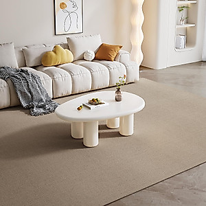 Guyii Nesting Coffee Table Set with 2 Stools, Combination Center Table with Irregular Coffee Table and Round Glass End Table, Modern Side Table for Living Room, Small Spaces, Easy to Assemble