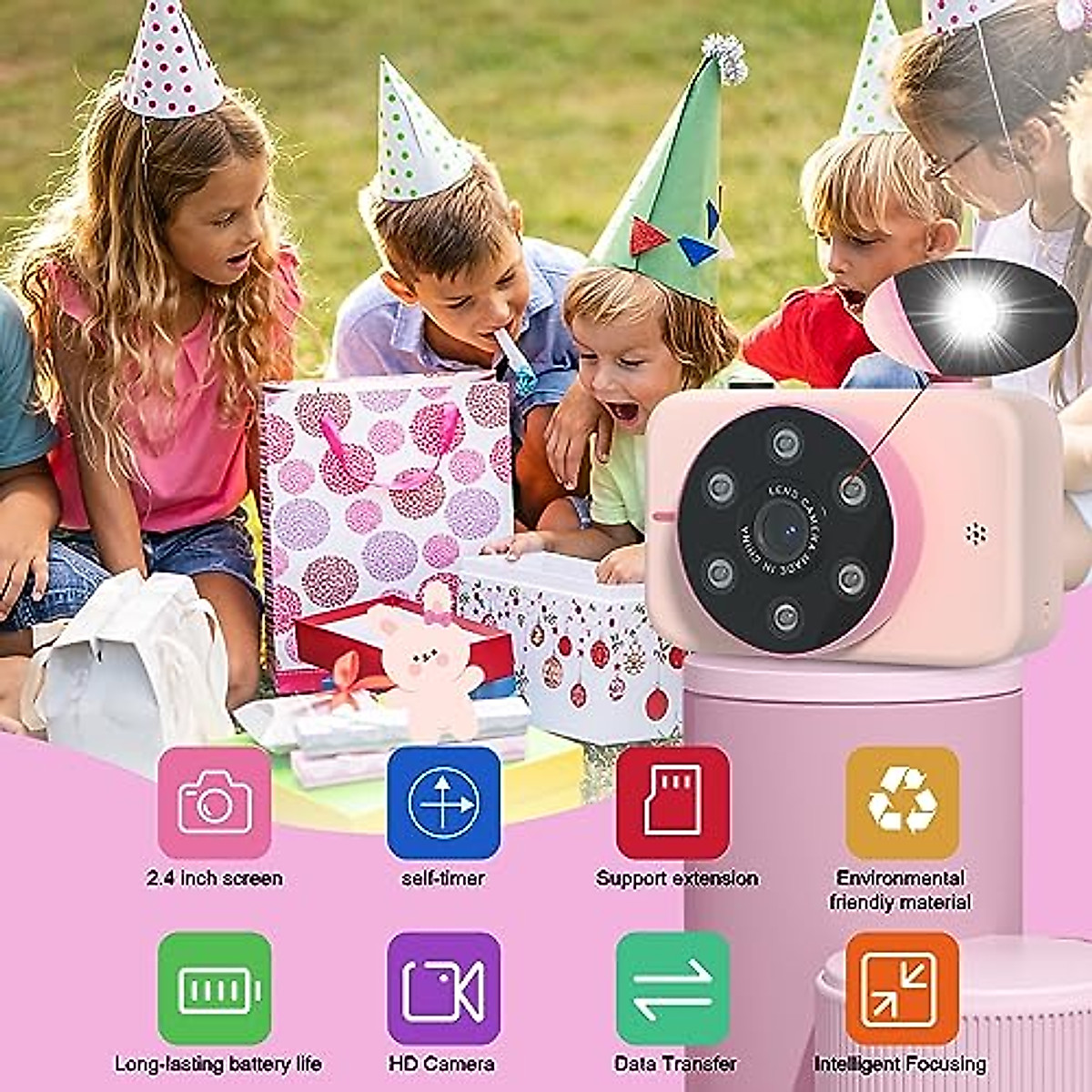 Makolle Kids Camera,Kids Camera for Girls,Kids Digital Camera Kids Video Camera for vlogging Christmas Birthday Gifts for Girls Age 3-9 Portable Toy for 3 4 5 6 7 8 Year Old Girls with 32GB SD Card