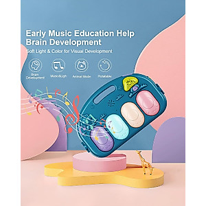 dearlomum Baby Play Mat Baby Gym,Funny Play Piano Tummy Time Baby Activity Mat with 5 Infant Sensory Baby Toys, Music and Lights Boy & Girl Gifts for Newborn Baby 0 to 3 6 9 12 Months（New Blue）