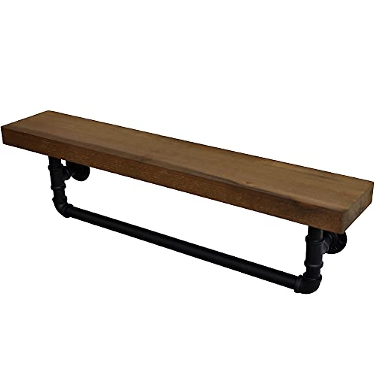 Industrial Towel Holder & Shelf, 30" x 6" Rustic Farmhouse Pipe Shelving, Perfect for Bathrooms, Vintage Black Iron Pipe