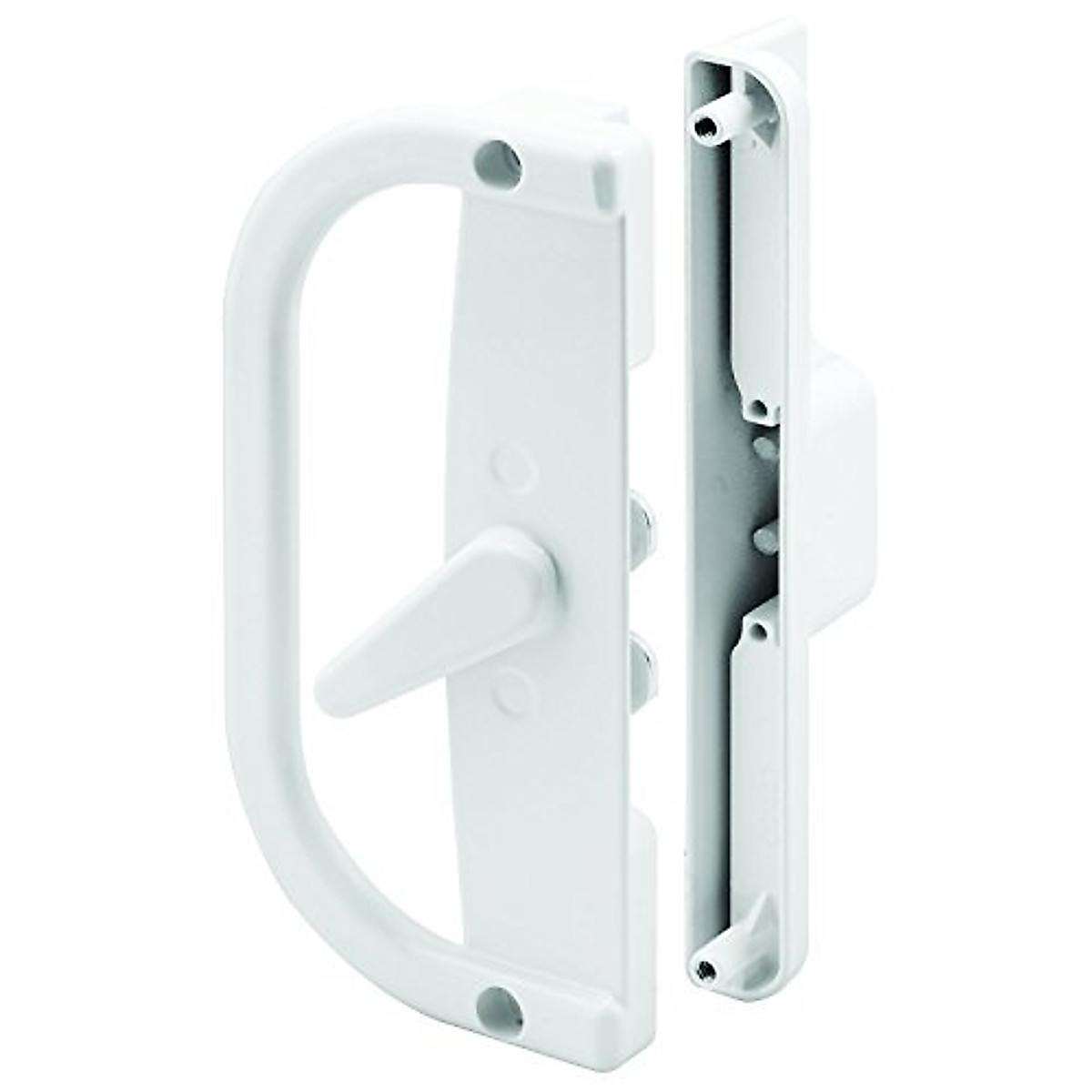 Prime-Line C 1346 Patio Door Handle Set, 6-9/16 in, Diecast, White, Dual Hook Anti-Lift, (single pack)