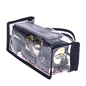 Jula Vance Small Rectangular Clear PVC Makeup Bag Make Up Artist Tool Organizer Pouch Bag Transparent Vinyl Cosmetic Bag Actor Bag with Handle
