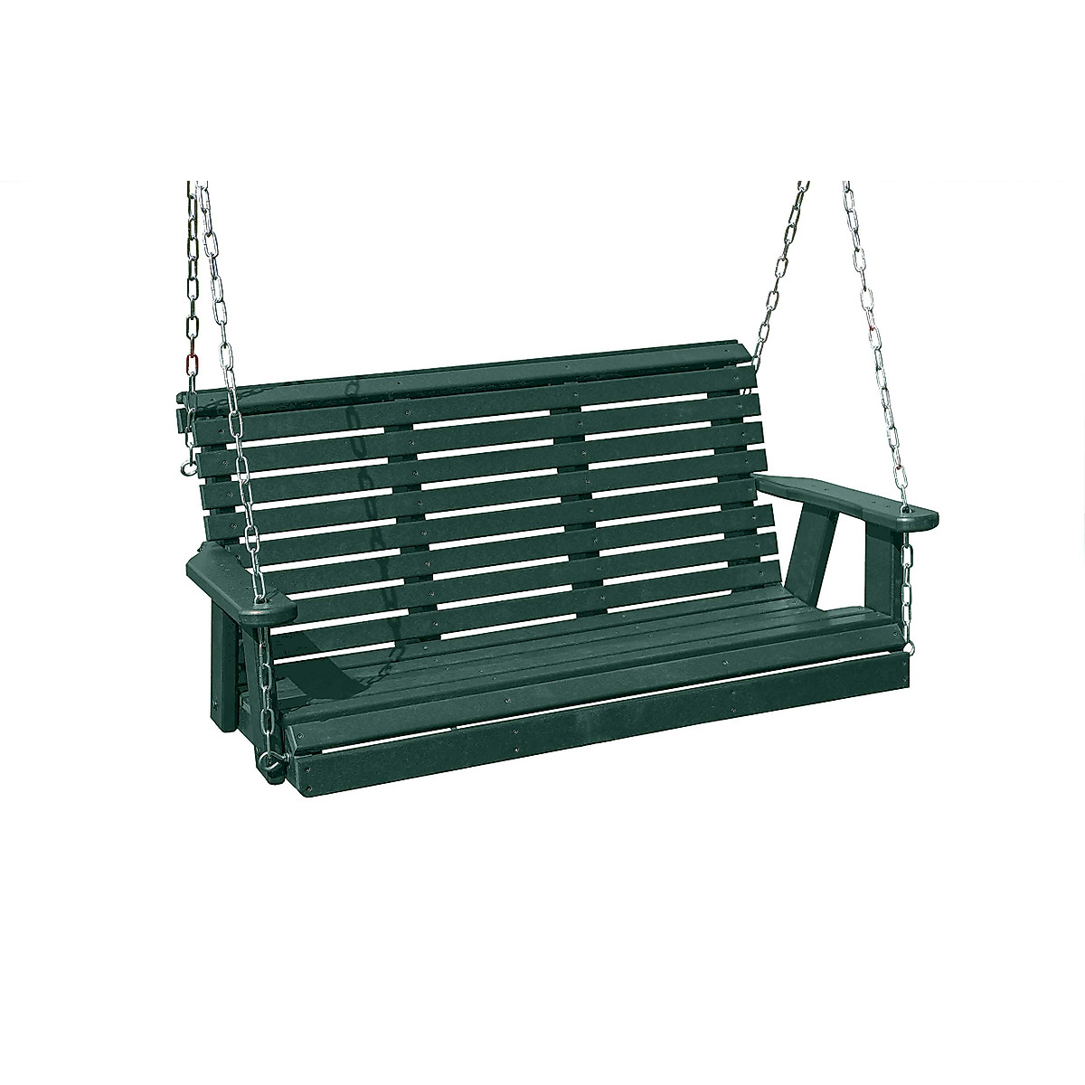 Poly Lumber Roll Back Design Porch Swing Everlasting PolyTuf HDPE- Amish Crafted - Made in USA - Solid Color (4FT, Green)