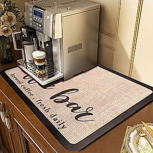 15.75 X19.69inch Coffee Maker Mat,Coffee Bar Decor Accessories For Countertop,Hide Stain Water Absorbent Non Slip Quick Dish Drying Mat Fit Under Coffee Pot Espresso Machine(brown)