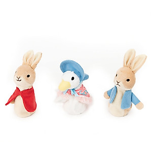 GUND Beatrix Potter Classic Peter Rabbit Flopsy Jemima Puddle-Duck Finger Puppets Set of Three Soft Plush, 3”