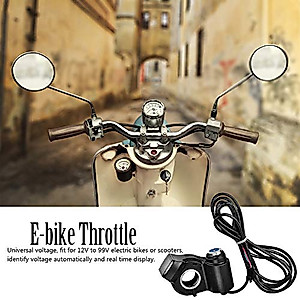 DEWIN Thumb Throttle Speed Control, Sensitive E-Bike Scooter Thumb Throttle with LCD Battery Voltage Display 12V to 99V for E-Scooter Electric Bike