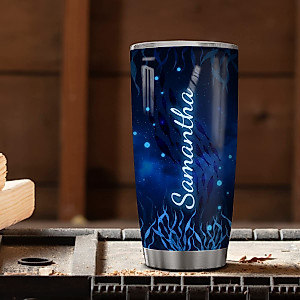 Wassmin Dolphin Gifts Personalized Dolphin Tumbler Stainless Steel 20oz 30oz Coffee Travel Cup Custom Gifts for Woman Girls Friend Spirit Animal Lovers Birthday Christmas