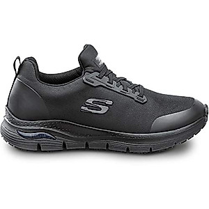 Skechers Work Arch Fit Charles, Men's, Black, Slip On Athletic Style, Alloy Toe, MaxTrax Slip Resistant, Work Shoe (9.0 M)
