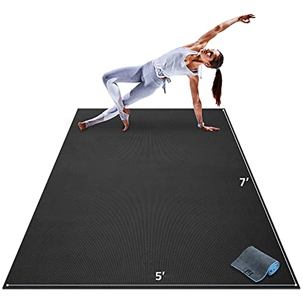 Gorilla Mats Premium Large Yoga Mat – 7' x 5' x 8mm Extra Thick & Ultra Comfortable, Non-Toxic, Non-Slip Barefoot Exercise Mat – Works Great on Any Floor for Stretching, Cardio or Home Workouts