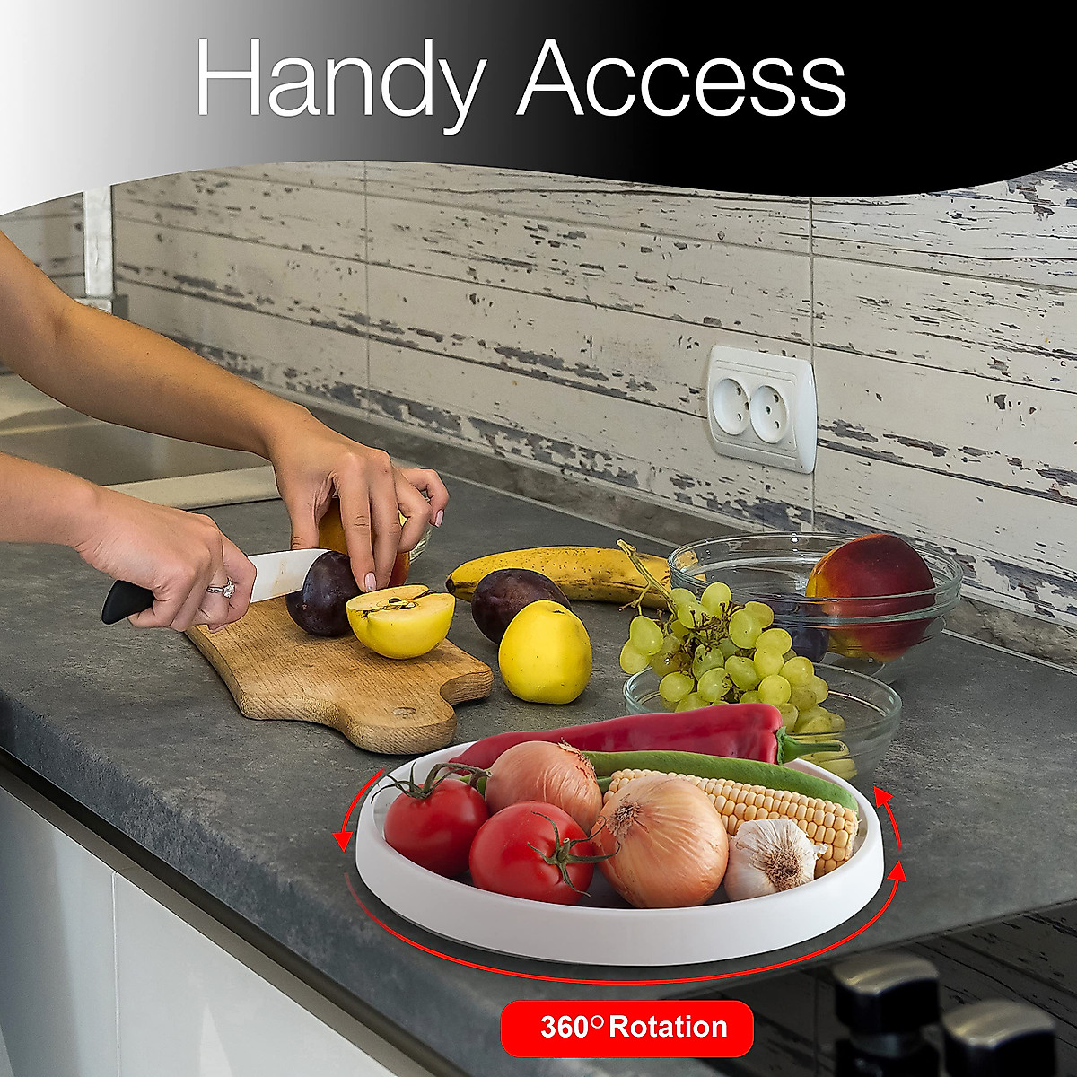 RUAFOX 12” Lazy Susan Turntable Non- Skid Revolving Organizer - Kitchen Pantry Revolving Space Tidy – Keeps Produce, Condiments, Spices and More, Organized (Pack of 5)