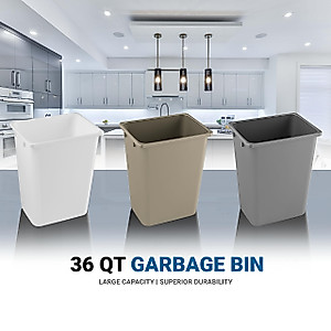 Rok Hardware Single 36 Quart Capacity Gray Plastic Waste Recycle Bin, Replacement Garbage Can Container for ROKRECYCLE3 Kitchen Cabinet Pull Out Organizer Trash and Recycling Center, ROKRECYCLEGBIN