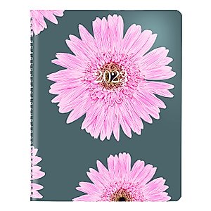 Brownline 2023 Pink Essential Monthly Planner, 14 Months, December 2022 to January 2024, Twin-Wire Binding, 8.875" x 7.125", Pink Daisy (CB1200G.05-23)