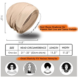 Wimnkuv 2 Pcs Pleated Head Wraps Scarf Turban, Chemo Caps for Cancer Patient, Cancer Headwear for Women