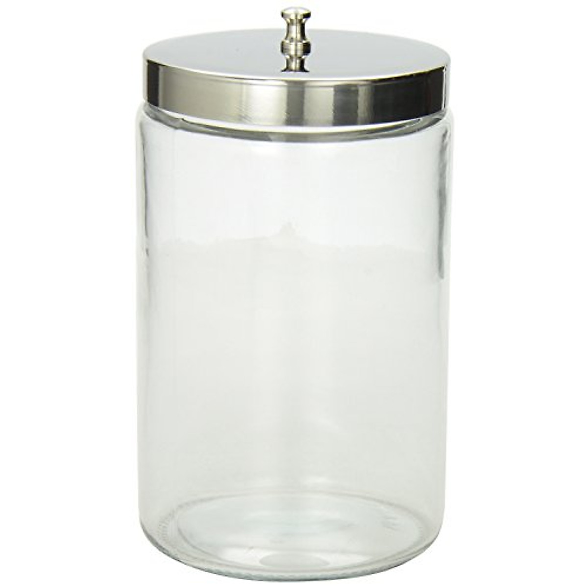 MABIS Decorative Storage Apothecary Clear Glass Jar for Kitchen, Bathroom or Laundry Organization, Medical Sundry Jar with Metal Lid, 4.1 x 3.9 x 7 inches