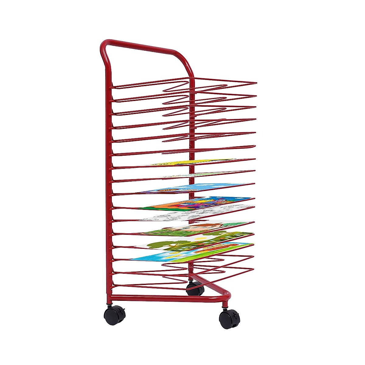 Fermoirper Art Drying Rack - Sturdy Paint Drying Rack with 16 Shelves Ideal for Prolific Painters Suitable for Home Classroom Studio and More A2 A3 A4 Size Compatible Easy to Move with Wheels