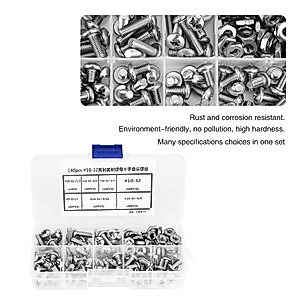 140pcs #10-32 304 Screws and Nuts, Stainless Steel Pan Head Screws Kit Assortment Set Repair Tool Accessory