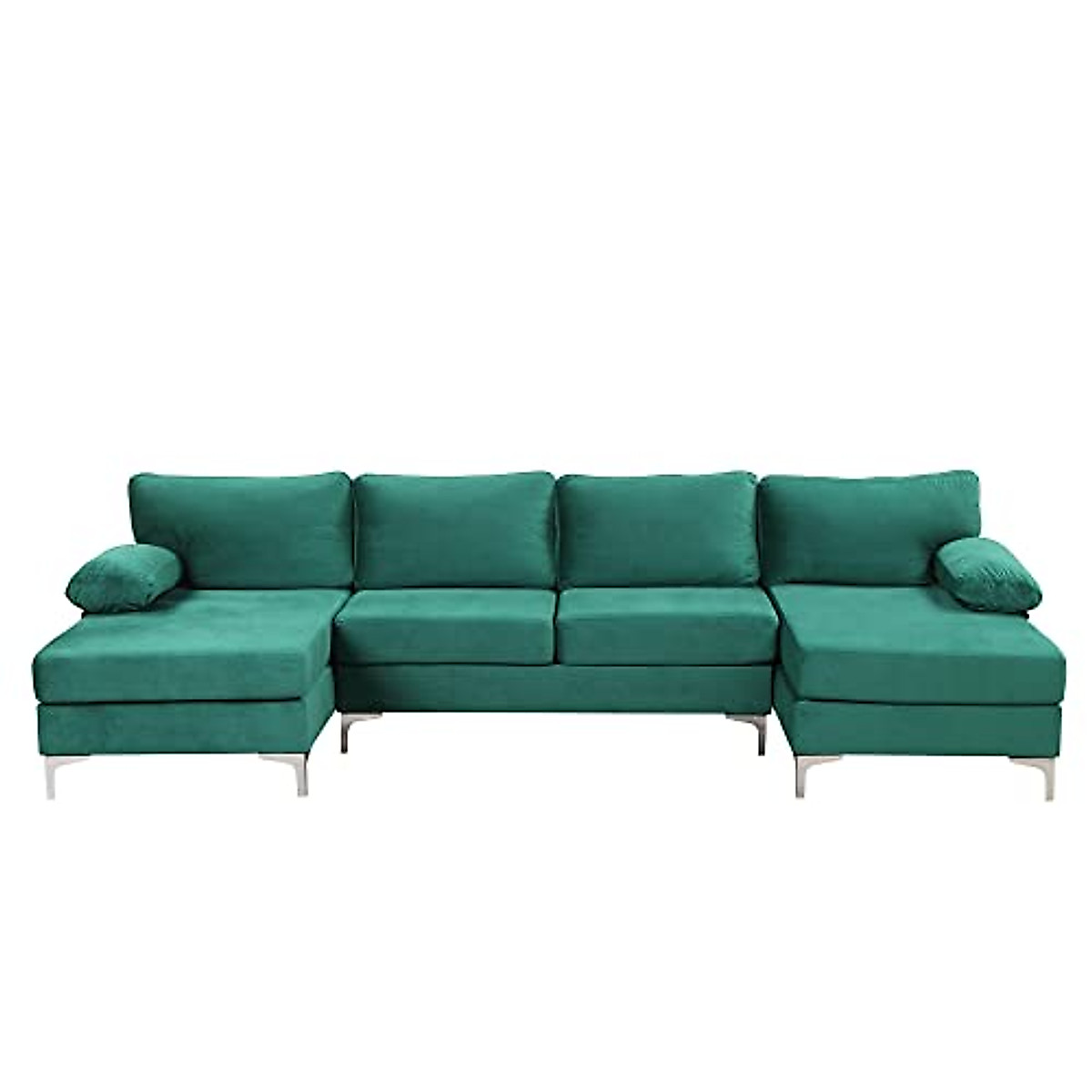 Casa Andrea Milano Modern Large Velvet Fabric U-Shape Sectional Sofa, Double Extra Wide Chaise Lounge Couch