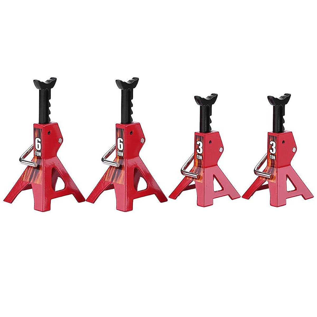Rc Car Jack Stands Toy, 4Pcs 1/10 Scale High Simulation 6 Ton 3 Ton Toy Cars Stands Metal Jack Stand Rc Crawler Car Stands Model for D90 Wraith Scx10 1/10 Rc Crawler Accessories