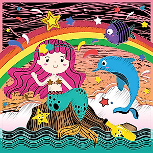 C.S. Kids My Mermaid Sea World 4-in-1 DIY Mega Kit for Kids (10 Arts and Crafts Projects: Sewing Kits for Doll and Keychain, Scratch Art, Diamond Art) Handcraft/Creative Art/DIY