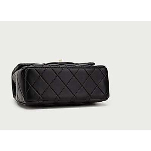 Quilted Crossbody Bag for Women - Shoulder Bag with Convertible Chain Strap and Twist Lock - Classic and Sleek for Phone/Wallet/Cards - Gift for Her (Black)