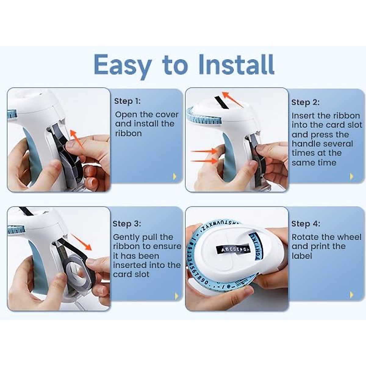 Vixic Embossing Label Maker Machine with Tapes, Handheld Retro Embossed Label Maker with 3D Effect Waterproof Tapes for Organization, DIY & Crafting, Blue Vintage Label Maker