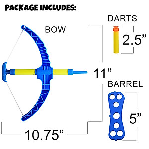 ArtCreativity Blue Super Bow & Arrow Shooter Set, Includes Air-Powered Bow, Barrel, Six Soft Foam Darts, Comes in Blister Card Packaging, Sports Toy for Kids