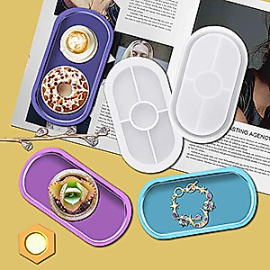 AFUNTA DIY Oval Silicone Coaster Mold,2 Pcs Soft Flexible Oval Crystal Silicone Molds for Casting with Resin, Concrete, Cement and Polymer Clay - Transparent White