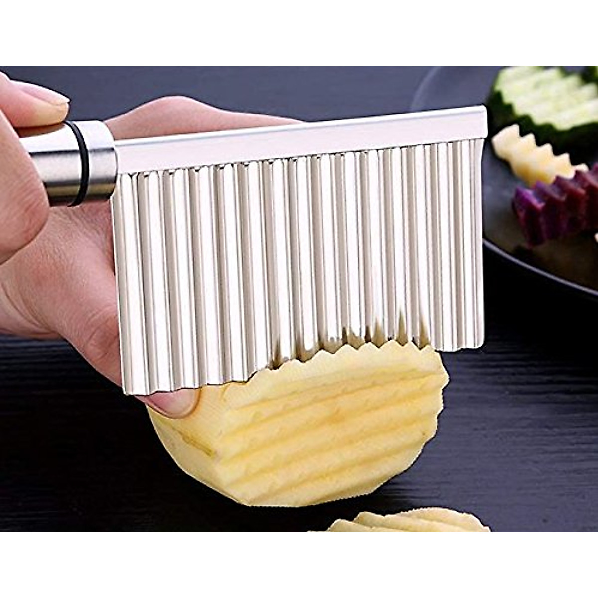 LareinaXXX Potato Wavy Edged Knife Stainless Steel Kitchen Gadget Vegetable Fruit Cutting Peeler Cooking Tool Accessories