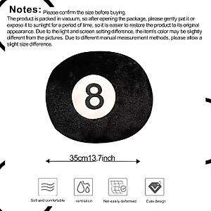 AUCOOMA 13.7” Billiard Cushion Plush Cuddle Pillow, Black 8 Ball Fluffy Decor Soft Creative Sports Stuffed Animal Toys Hug Gift