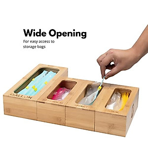 Happy Kubo - Bamboo Ziplock Bag/Food Storage Bag Organizer - Kitchen Organizers - (4 pieces plastic bag organizer)