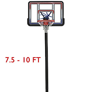 Cirocco Acrylic 44" In Ground Basketball Hoop System | 7.5'-10' Height Adjustable Sturdy High Impact Absorb Backboard Heavy Duty 3.5" Pole All Weather Resistance 5/8" Steel Ring Outdoor Game Practice