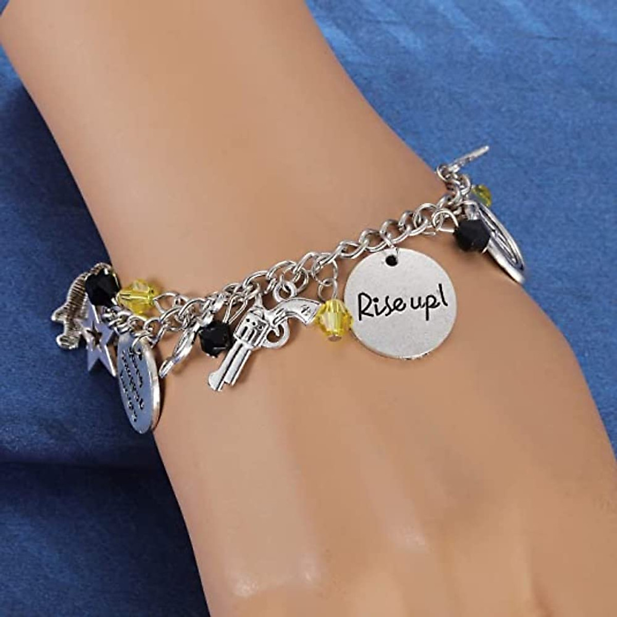 Blingsoul Disc Charm Bracelets for Girls - 9.8" Adjustable Rise Up Musical Merchandise Silver Bracelet Women Jewelry Broadway Hamiltn Gift