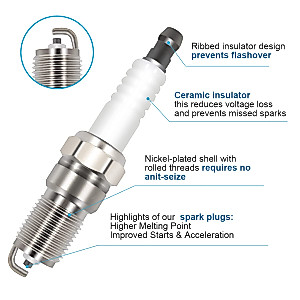 MAS Ignition Coils DG508 and Motorcraft OEM Spark Plugs SP413 Compatible with Ford F-150 Mustang V8 4.6L pack of 8